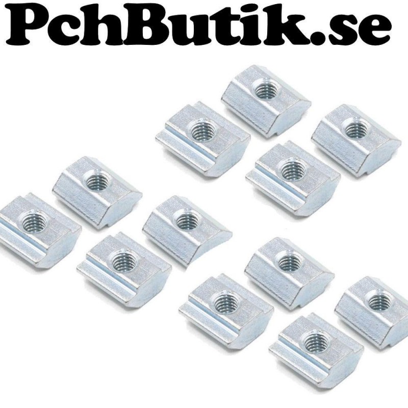 12-pack. T-Spår mutter M5, aluminiumprofil 20-serie